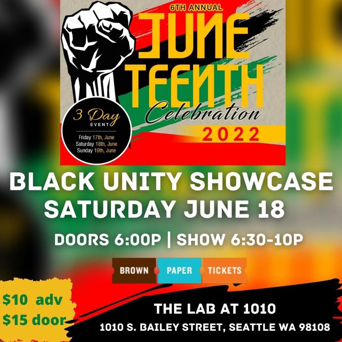 Black Unity Showcase: A Juneteenth Celebration at The SLAB: Seattle ...