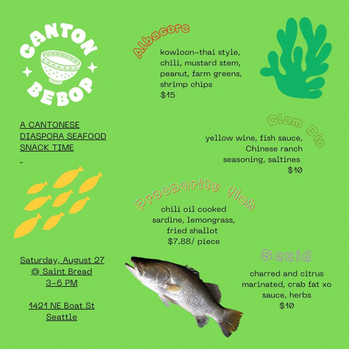 Canton Bebop Pop-Up at Saint Bread in Seattle, WA - Saturday, August 27 ...