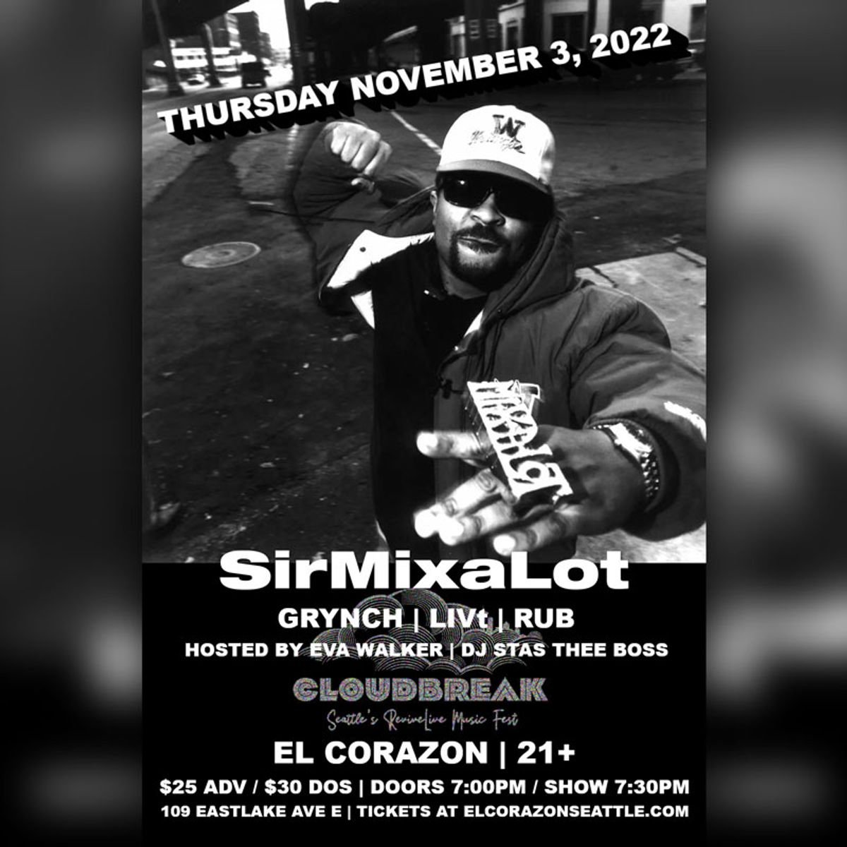 Sir Mix-a-Lot with Grynch, Livt, Rub, Stas Thee Boss, and Eva Walker at ...