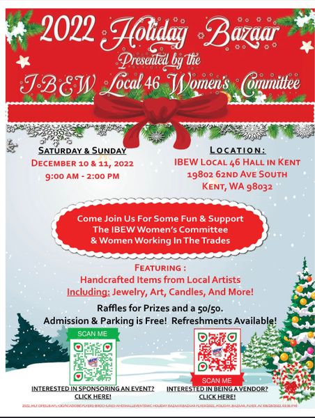 IBEW LU 46 Women's Committee Holiday Bazaar at IBEW Local 46 in Kent ...