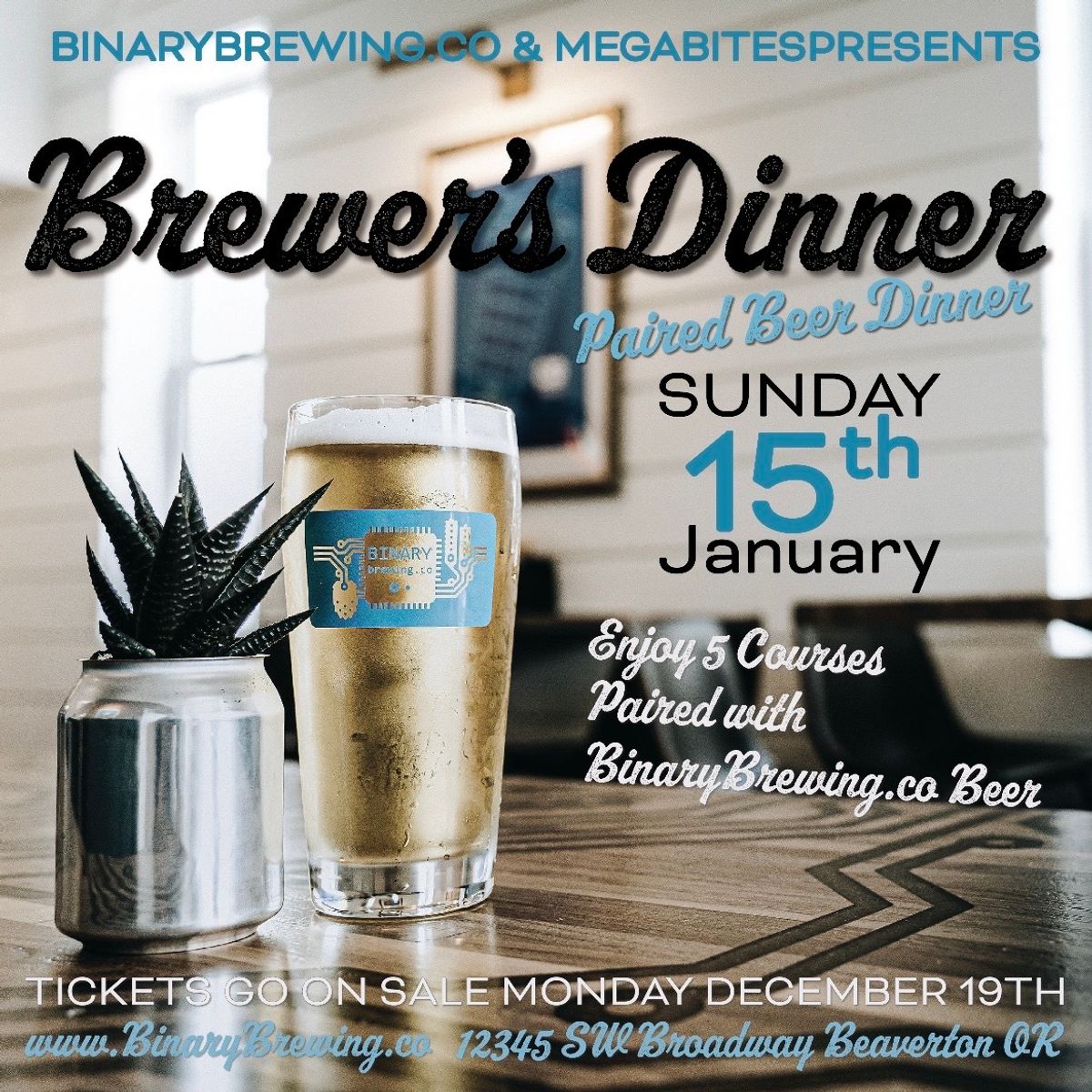 Binary Brewer's Dinner at Binary Brewing in Beaverton, OR - Sunday, January 15, 2023 - EverOut ...