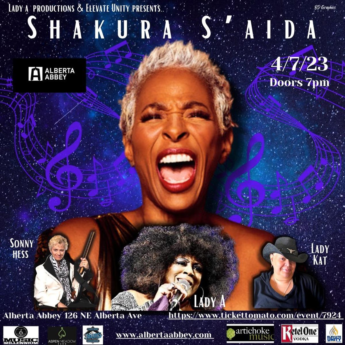 Shakura S'aida, Lady A, Sonny Hess, and Lady Kat at Alberta Abbey in ...