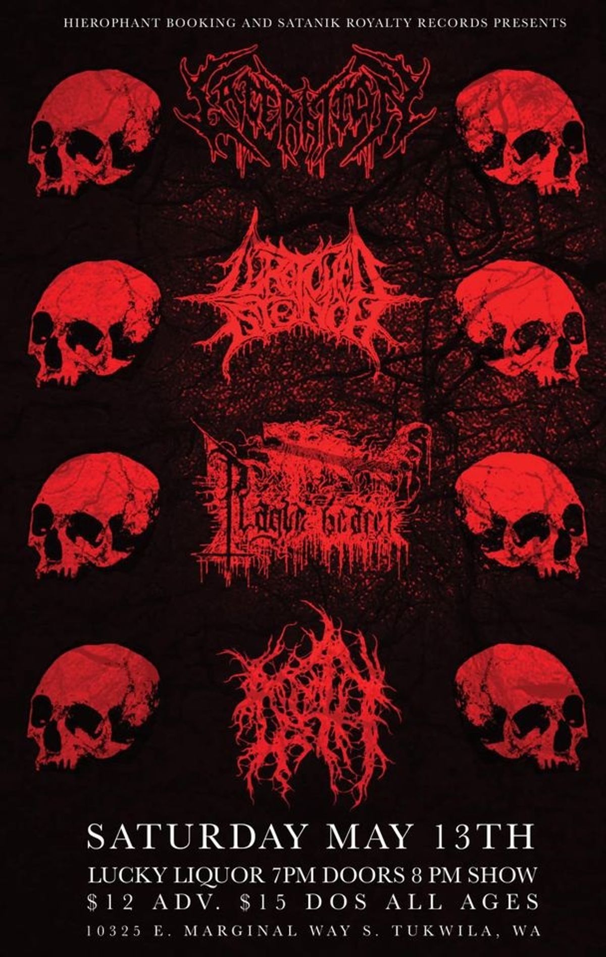 Laceration, Wretched Stench, Plague Bearer, and Noroth at Lucky Liquor ...