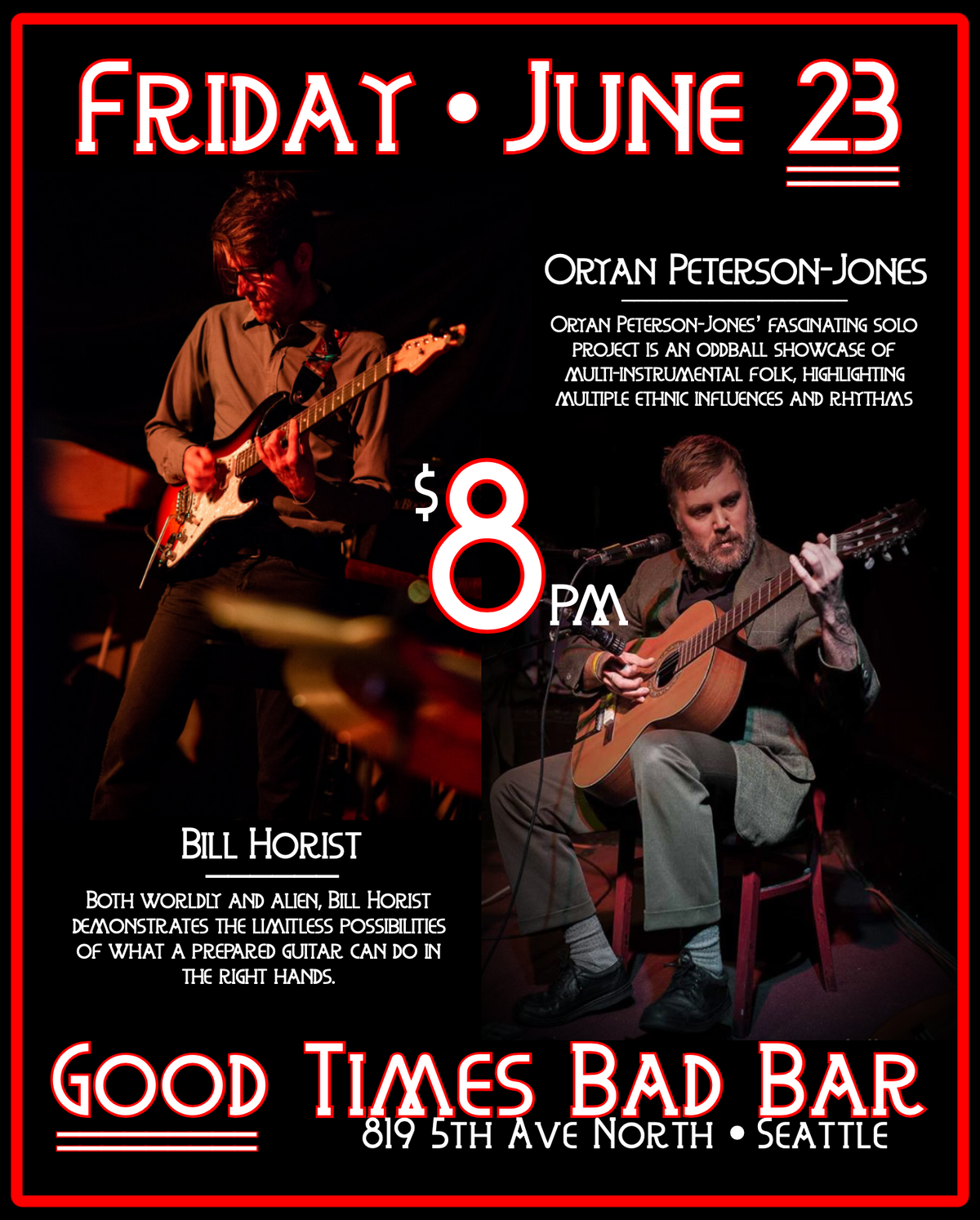 Bill Horist with Oryan Peterson-Jones at Bad Bar in Seattle, WA - Friday, June 23, 2023 ...