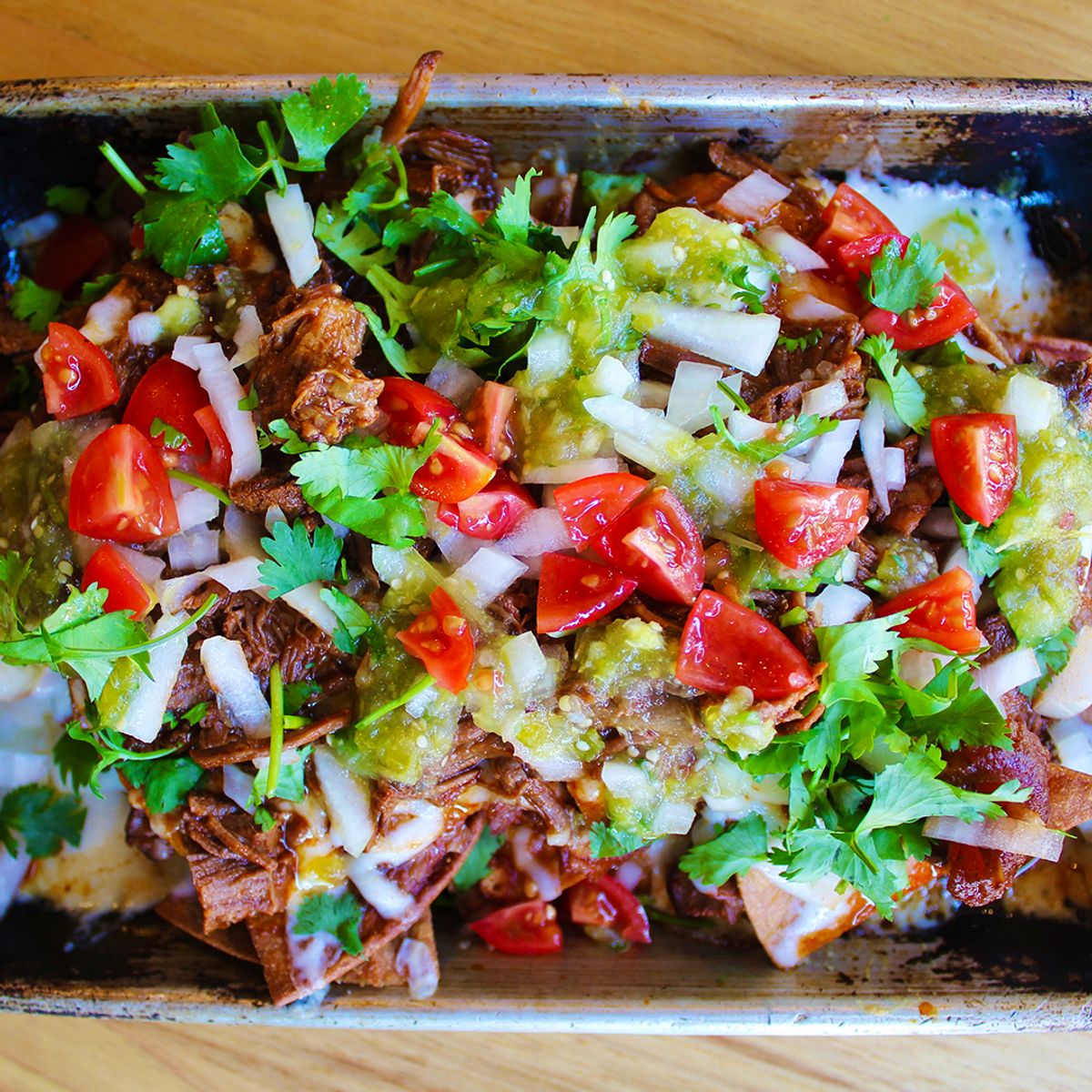 Beef Birria Nachos at Aji Tram Restaurant and Bar in Lake Oswego, Oregon - Every day, through ...