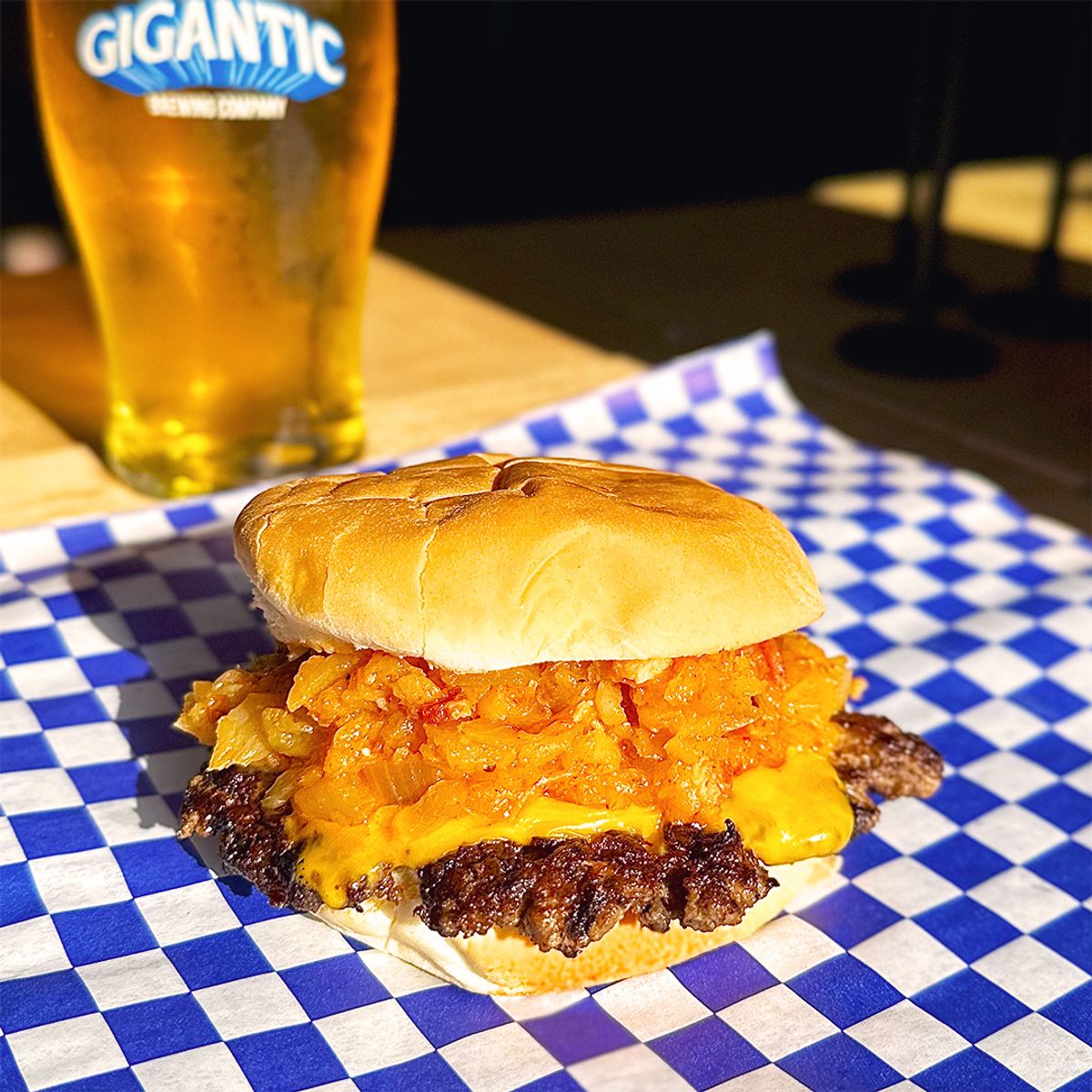 Taste the Awesome Burger! at Gigantic Brewing Hawthorne Pub in Portland ...