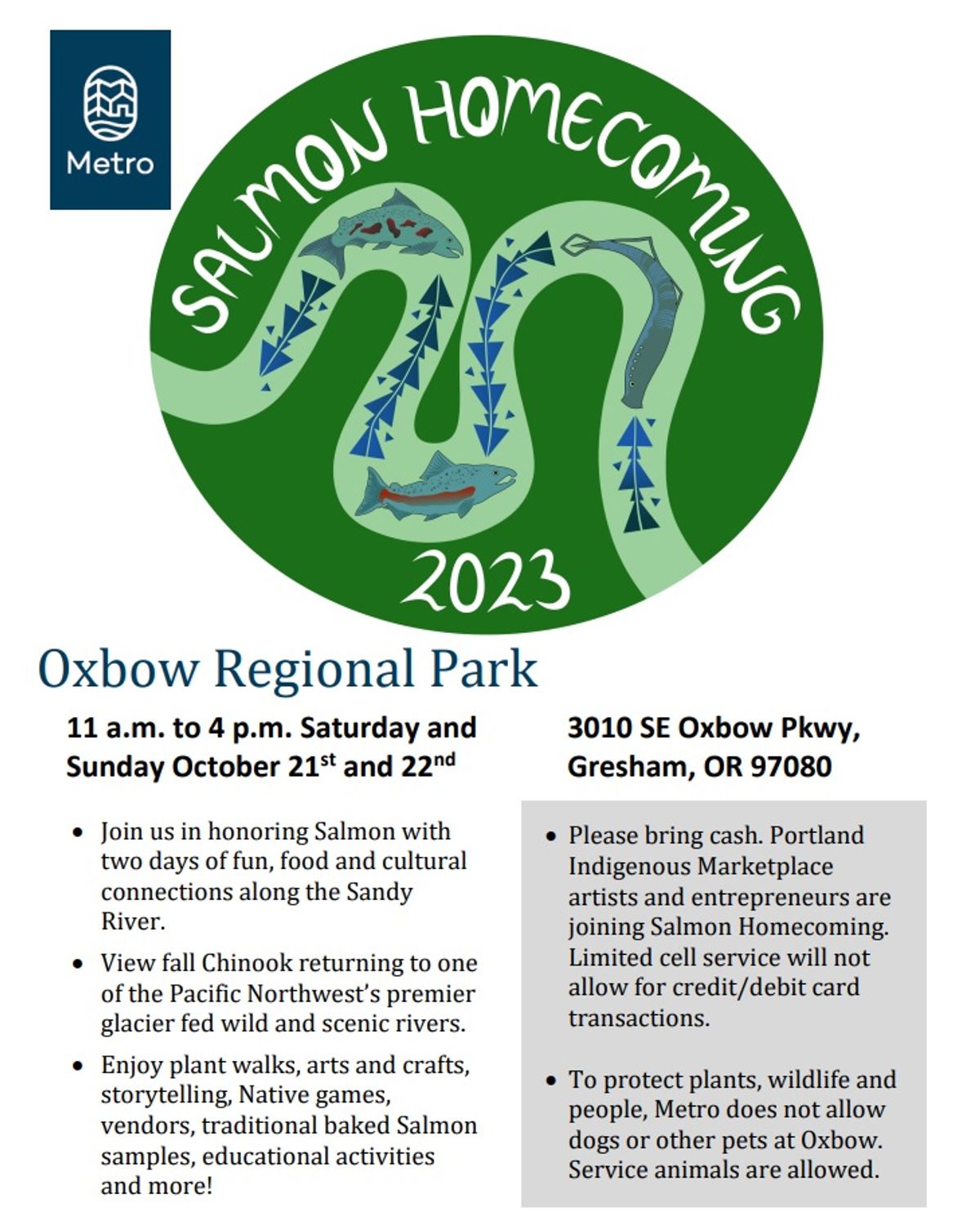 Salmon Homecoming and The Indigenous Marketplace at Oxbow Regional Park ...