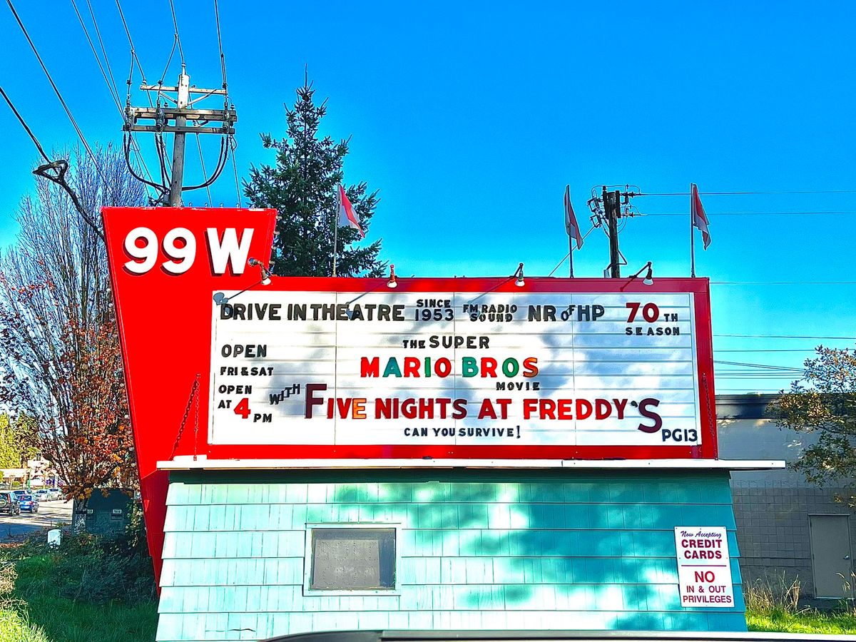 The Super Mario Bros. Movie with Five Nights at Freddy's at 99W Drive-In in Newberg, OR - Every ...