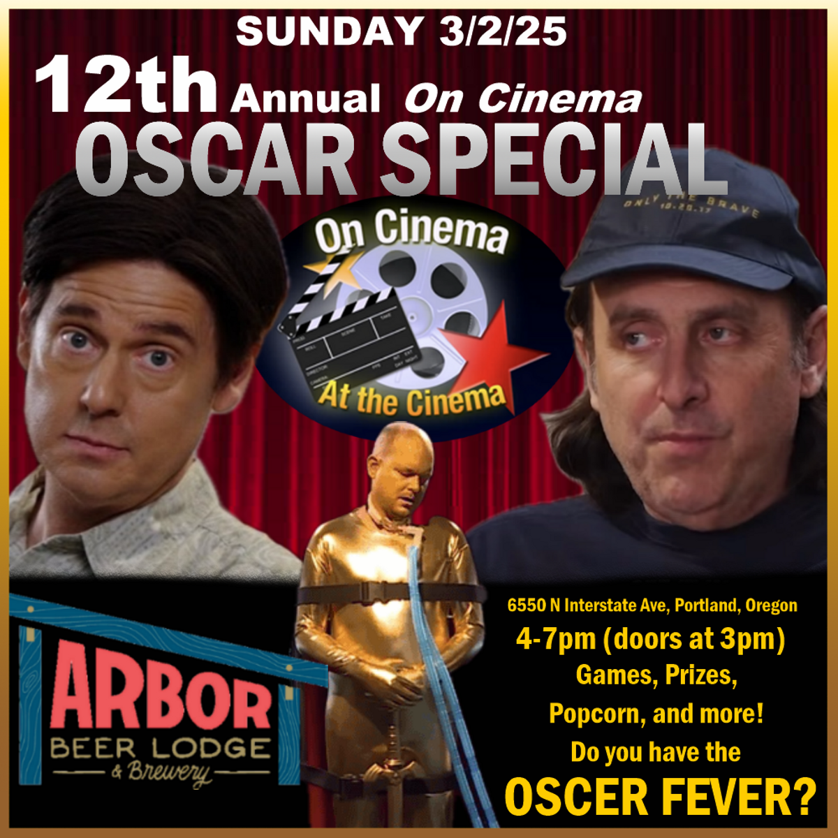 12th Annual On Cinema Oscar Special Watch Party at Arbor Beer Lodge & Brewery in Portland, OR ...