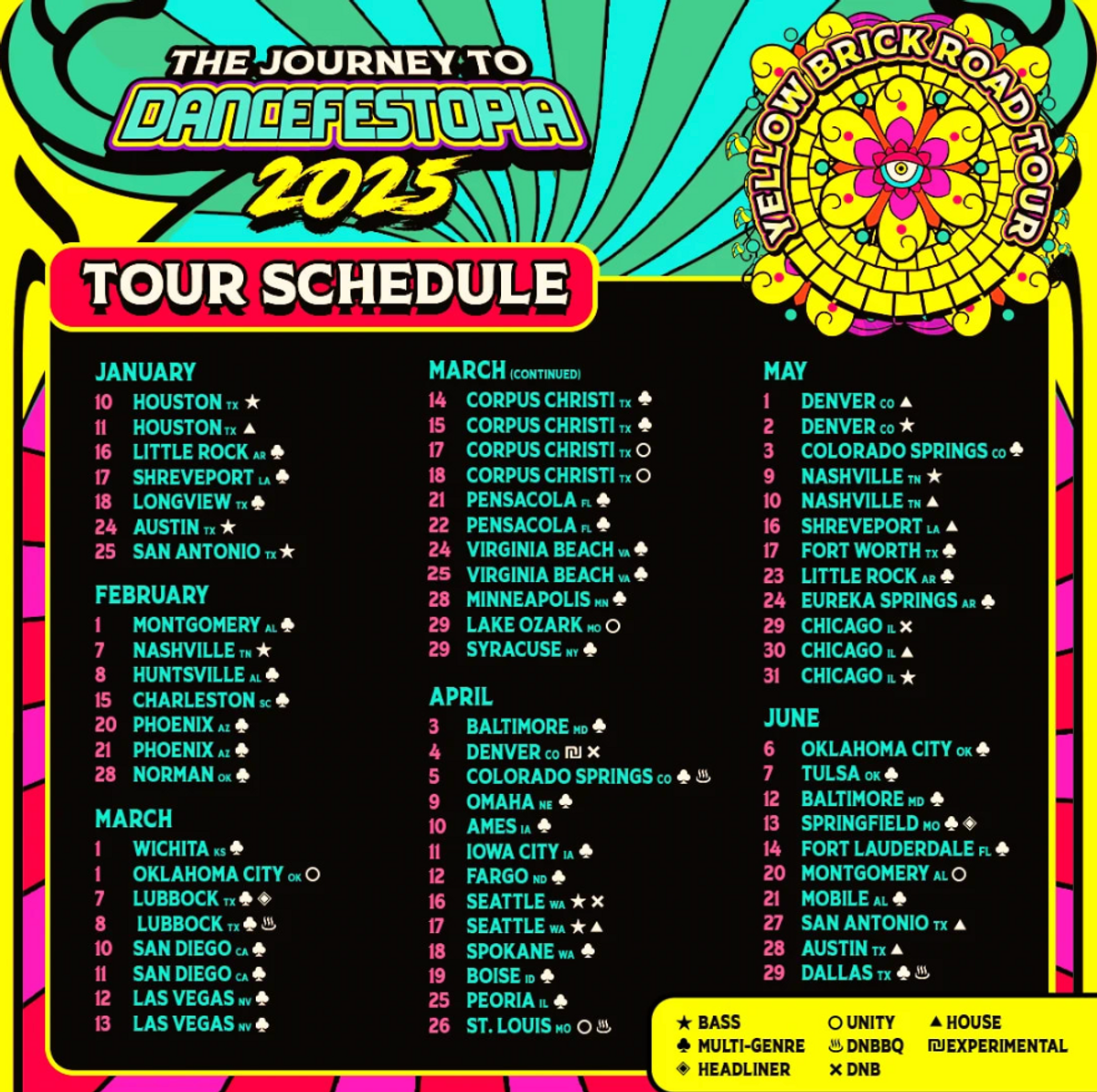 Dancefestopia Yellow Brick Road Tour 2025 at Ora Seattle in Seattle, WA ...