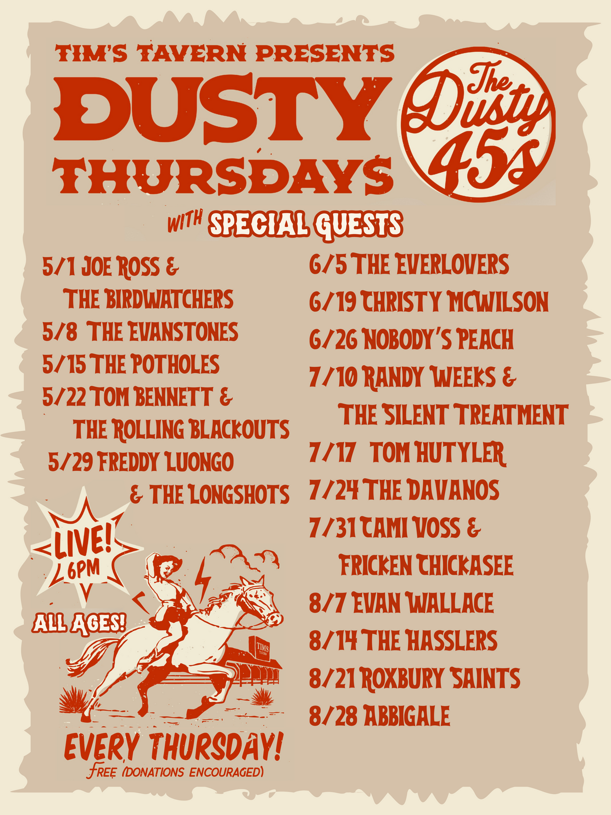 Dusty Thursdays at Tim's Tavern in Seattle, WA - Every Thursday ...