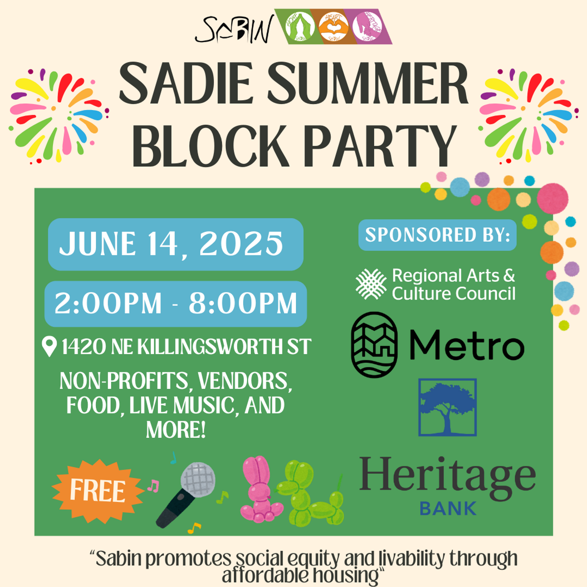 Sadie Summer Block Party 2025 at 1420 NE Killingsworth St in Portland ...