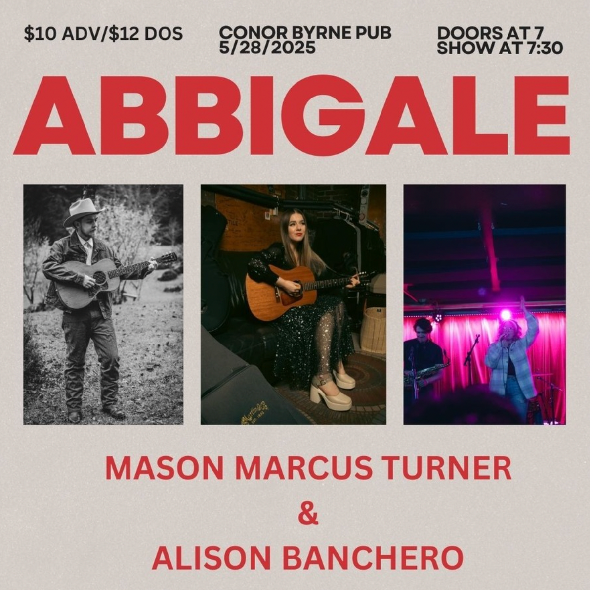 Abbigale + Alison Banchero + Mason Marcus Turner- Live at Conor Byrne ...