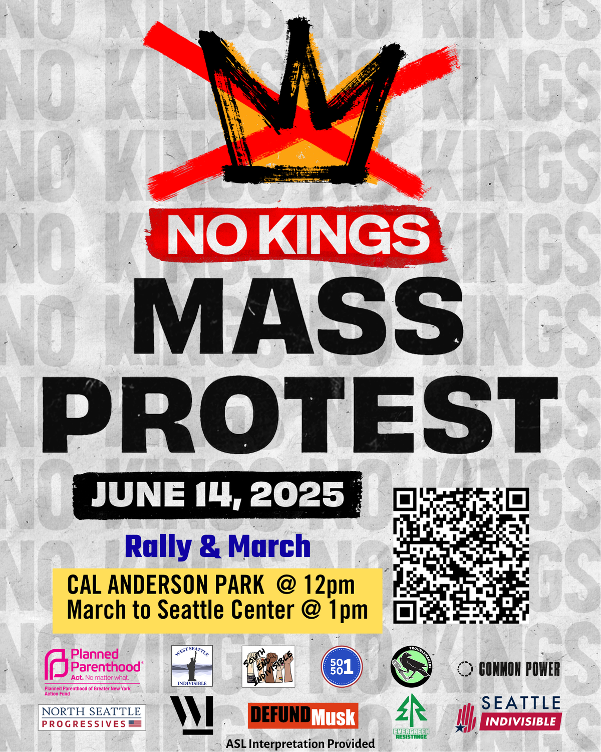 No Kings Seattle - Nationwide Mass Protest Against Trump's Corruption ...