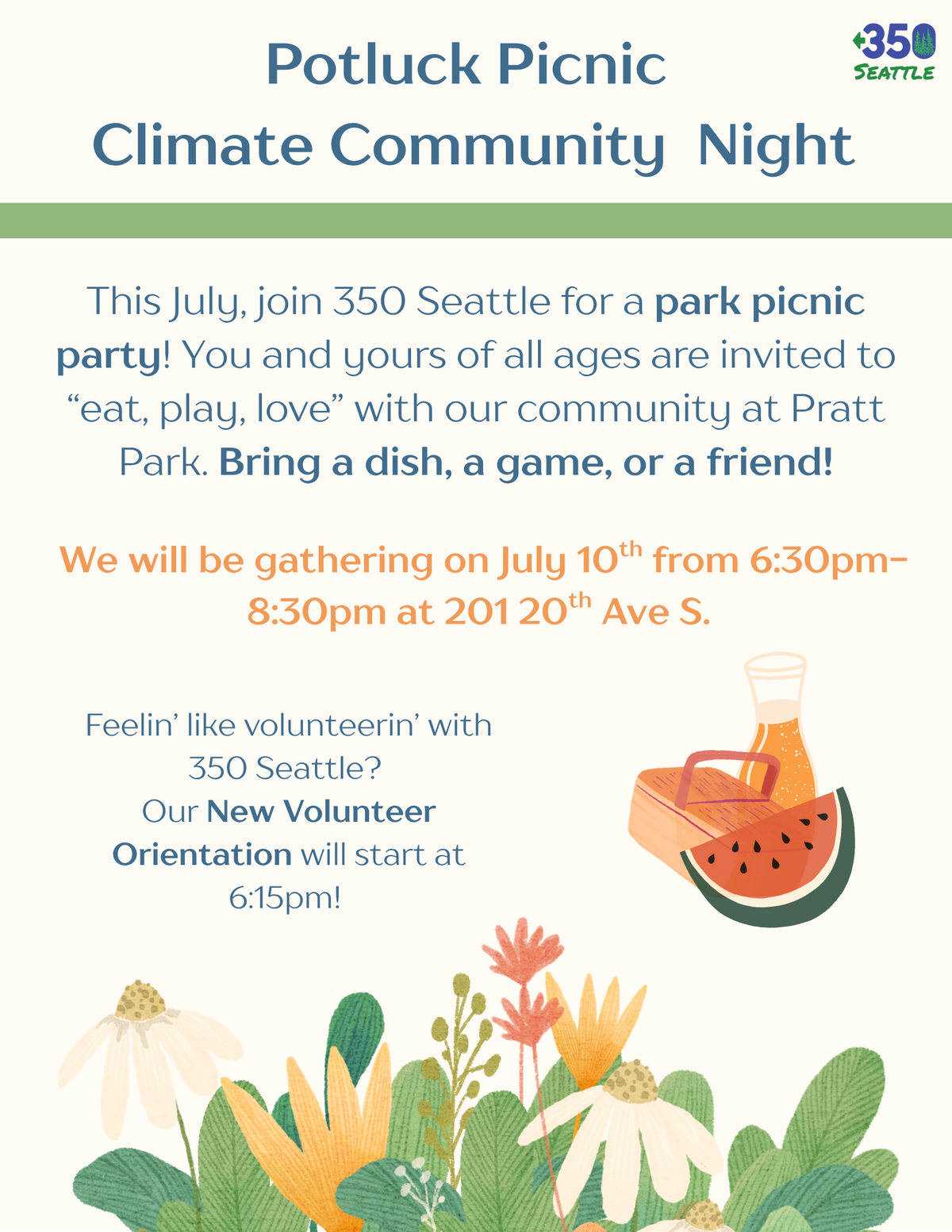 Climate Community Night: Potluck Picnic at Pratt Park at Pratt Park ...