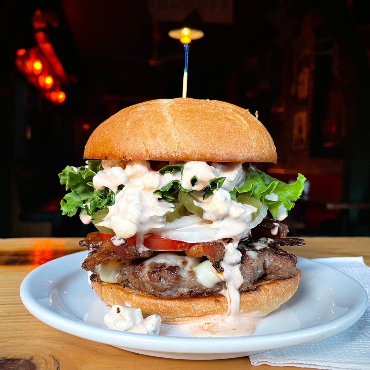 Beulahful Buffalo Blue Cheese Burger at Beulahland in Portland, OR ...