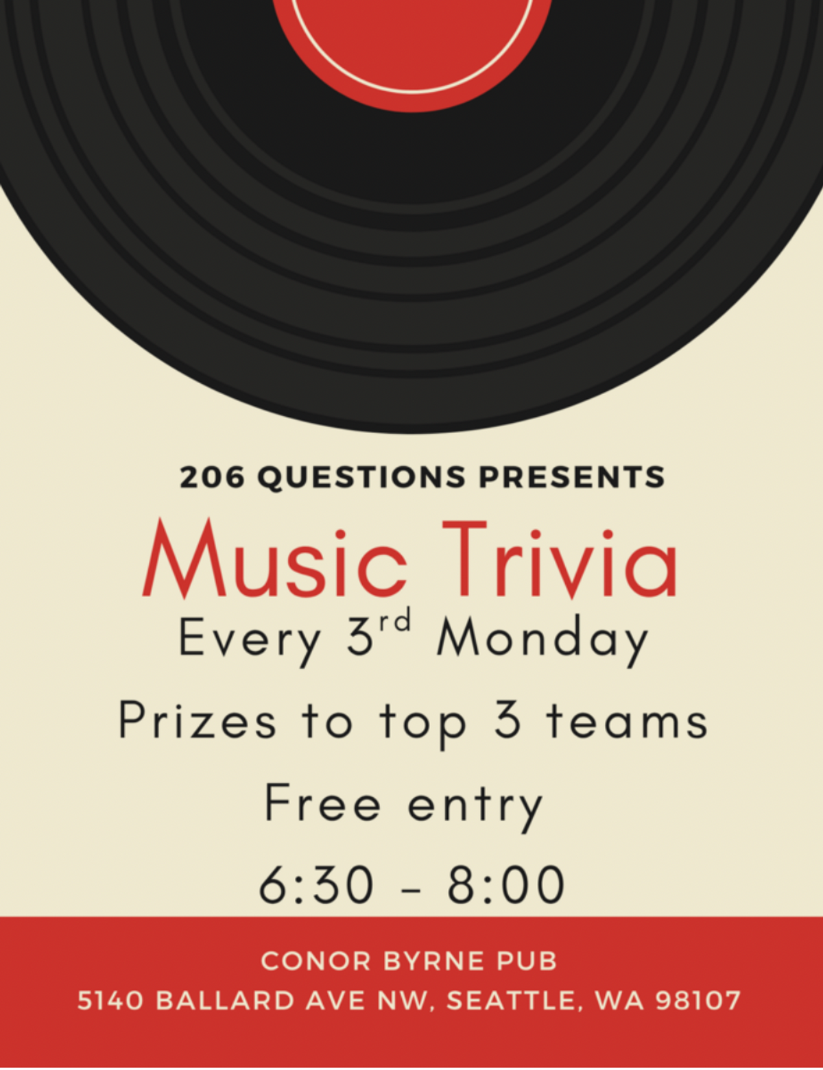 Music Trivia at Conor Byrne Co-op with 206 Questions at Conor Byrne Pub ...