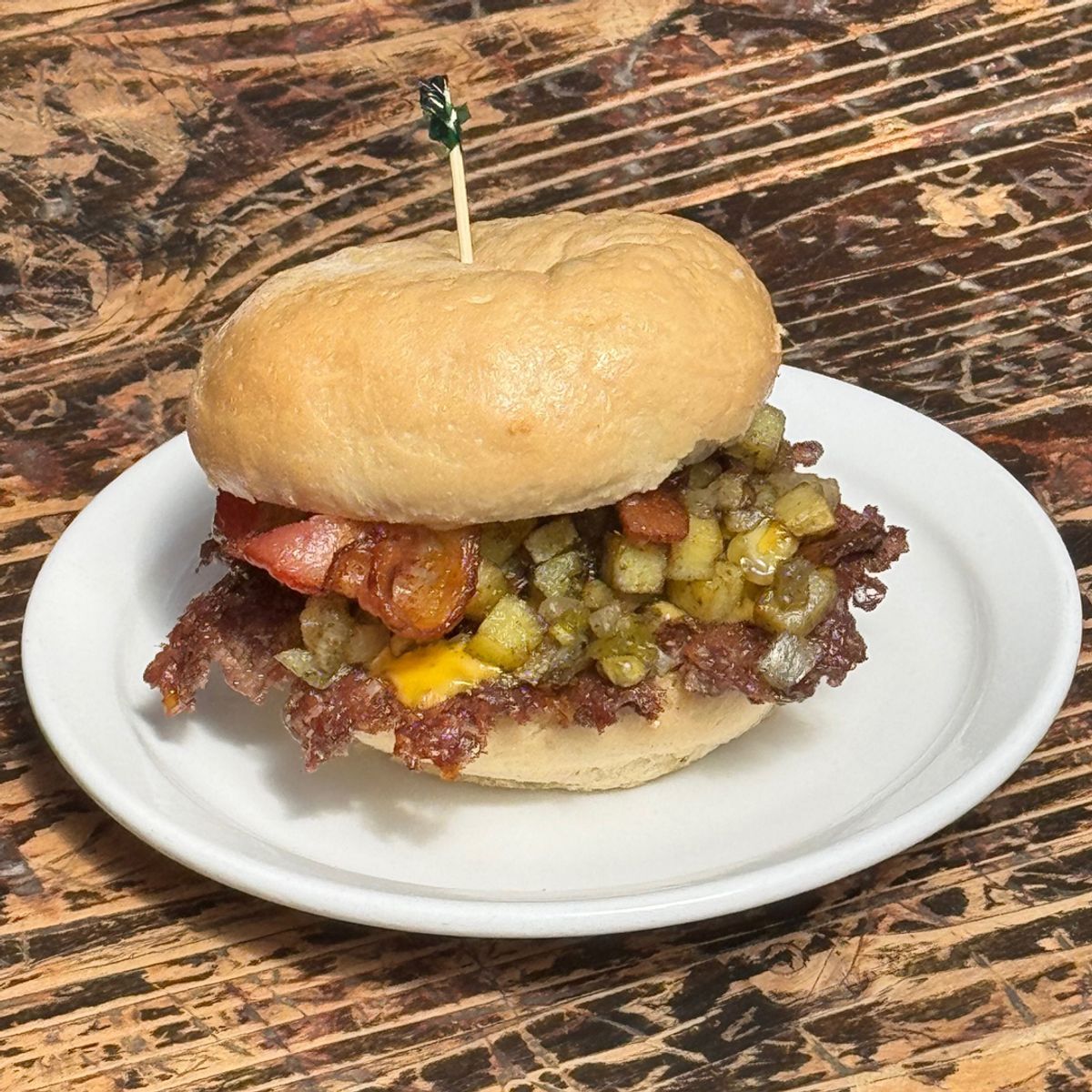 The Veggie Medley Hash Burger at Paymaster Lounge in Portland, OR ...