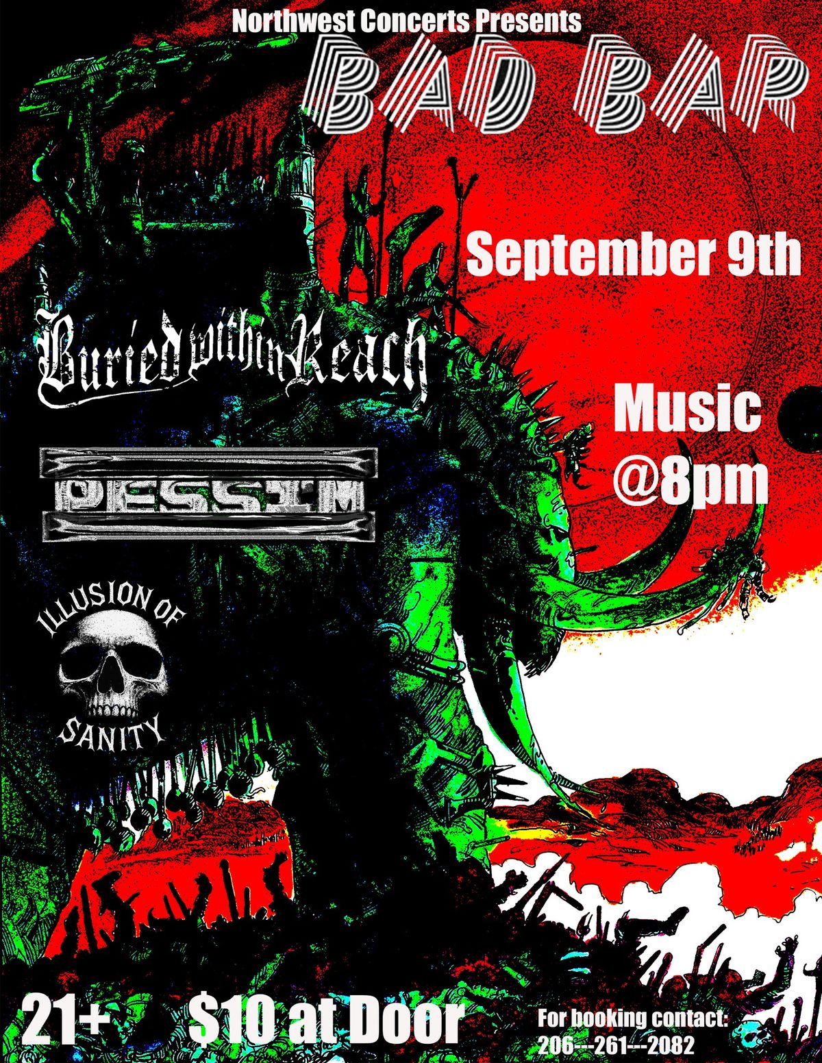 Buried Within Reach/Pessim/Illusion of Sanity at Bad Bar in Seattle, WA ...
