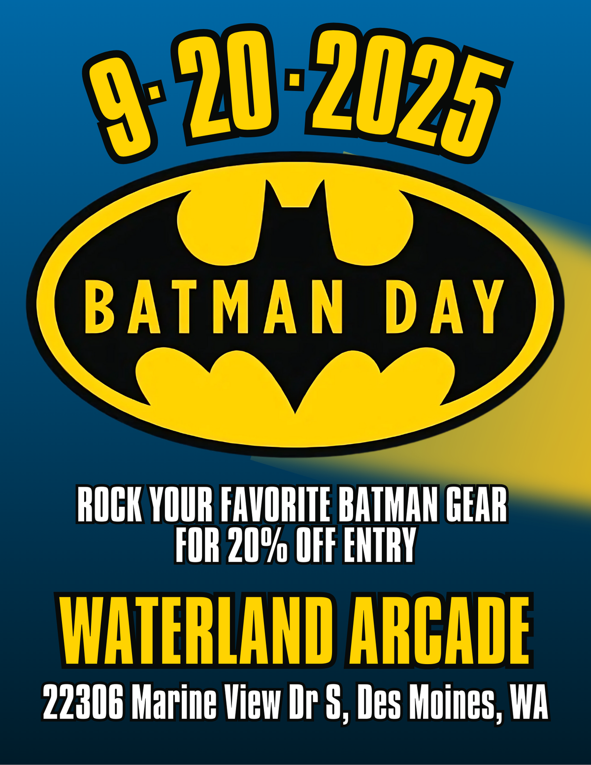 Batman Day 2025 at Waterland Arcade in Des Moines, WA - Saturday ...