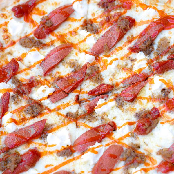 The Seattle Dog Pizza at Big Mario's New York Pizza in Seattle, WA ...