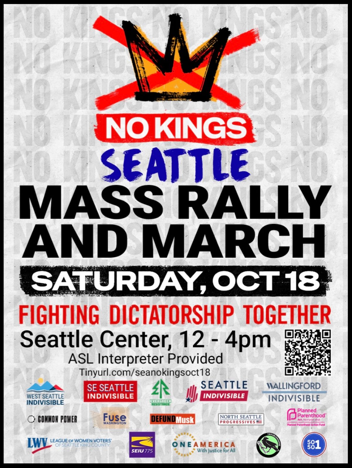 No Kings Seattle; Mass Rally and March at Seattle Center in Seattle, WA ...