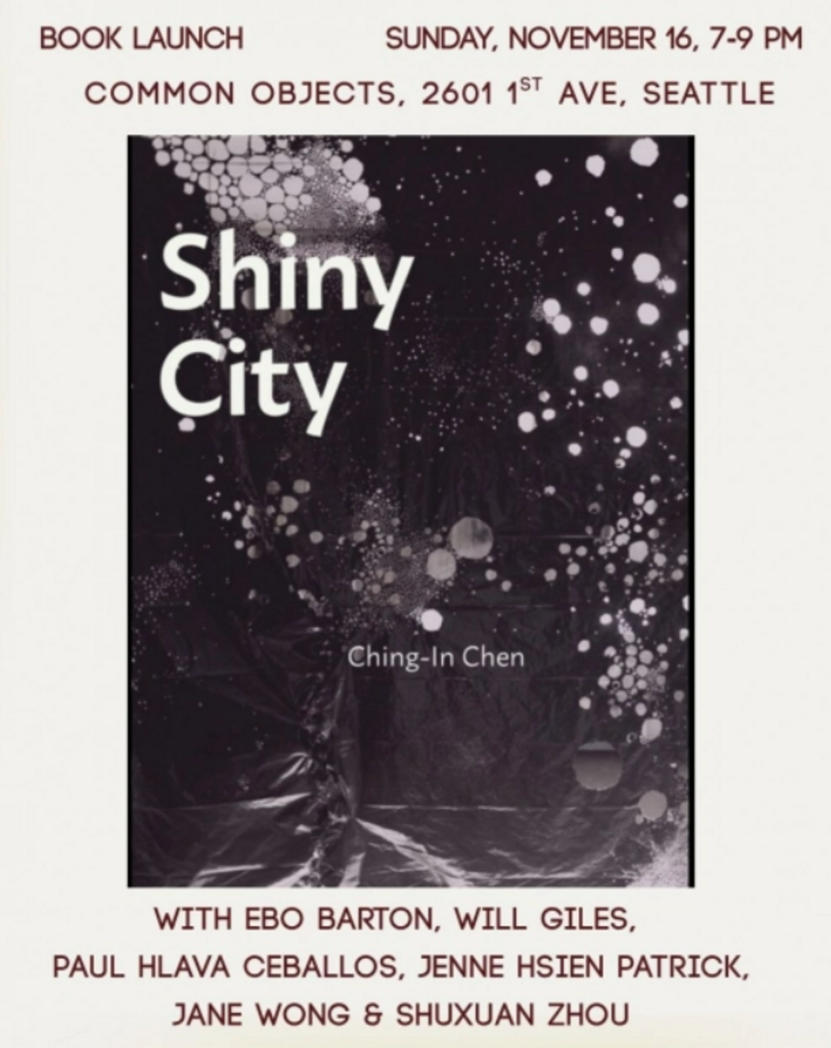 Shiny City: Ching-In Chen's Book Launch at Common Objects in Seattle ...