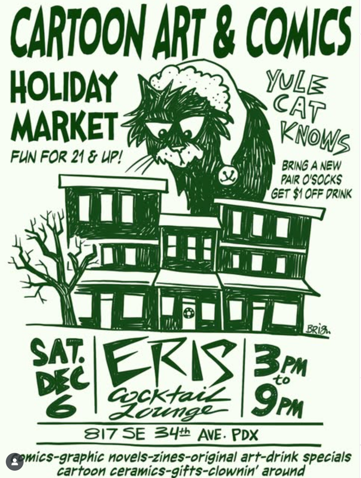 Cartoon Art & Comics Holiday Market at Eris Cocktail Lounge in Portland ...