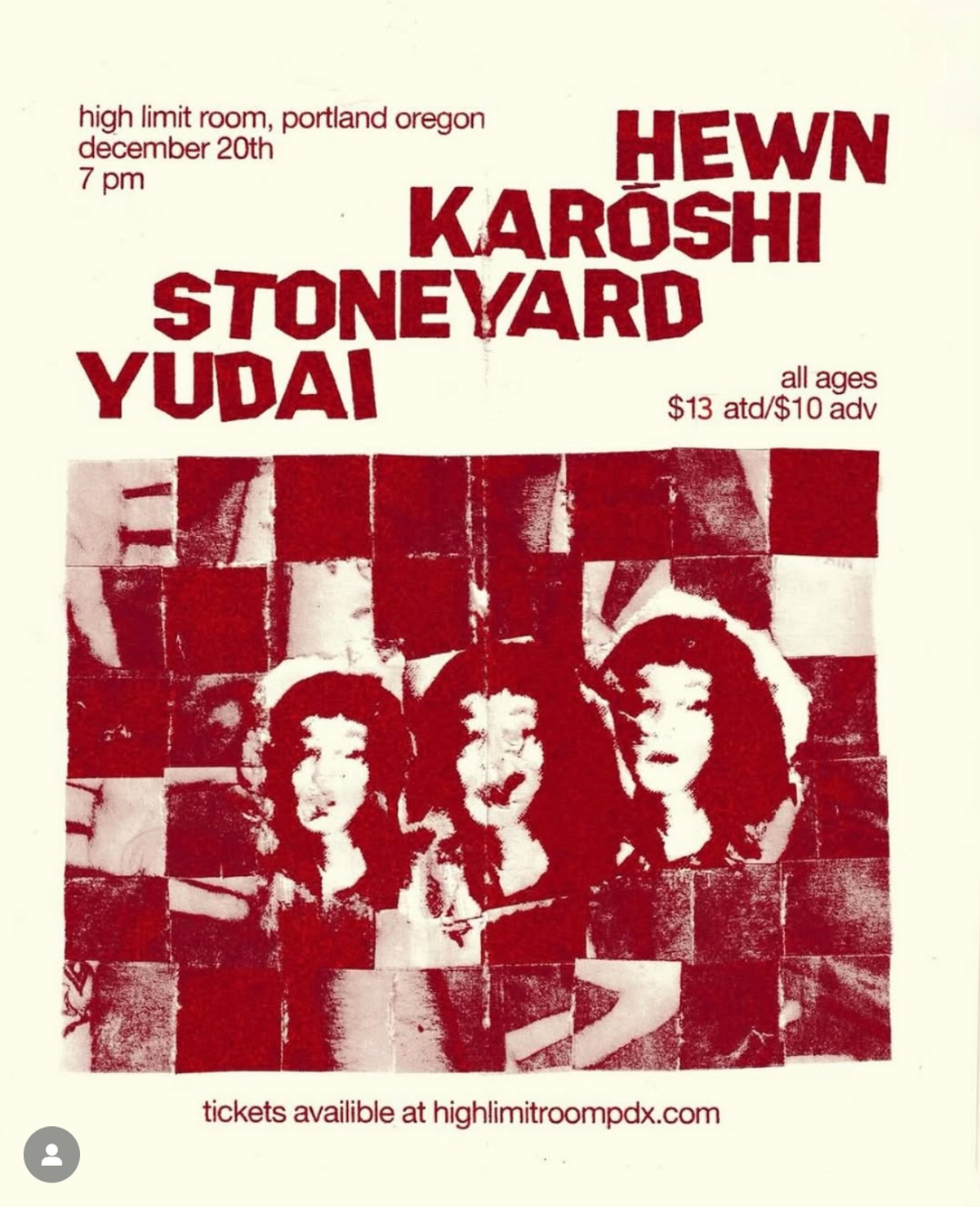 Hewn, Karoshi, Stoneyard, Yudail at High Limit Room in Portland, OR ...