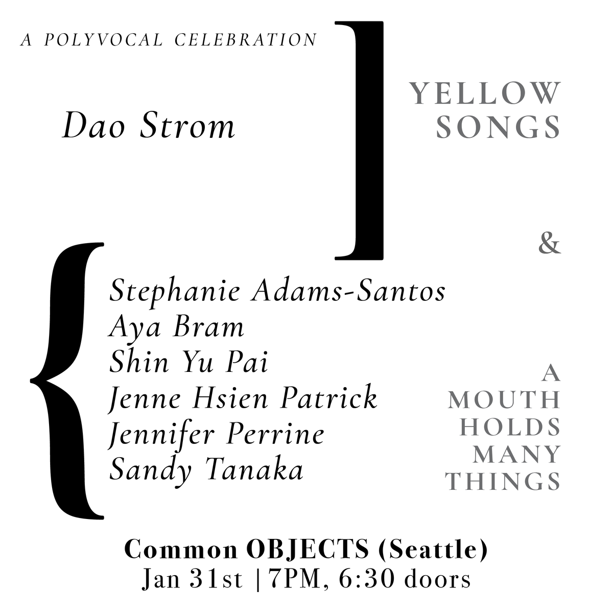 Dao Strom: Yellow Songs/Tender Revolutions + A Mouth Hold Many Things ...