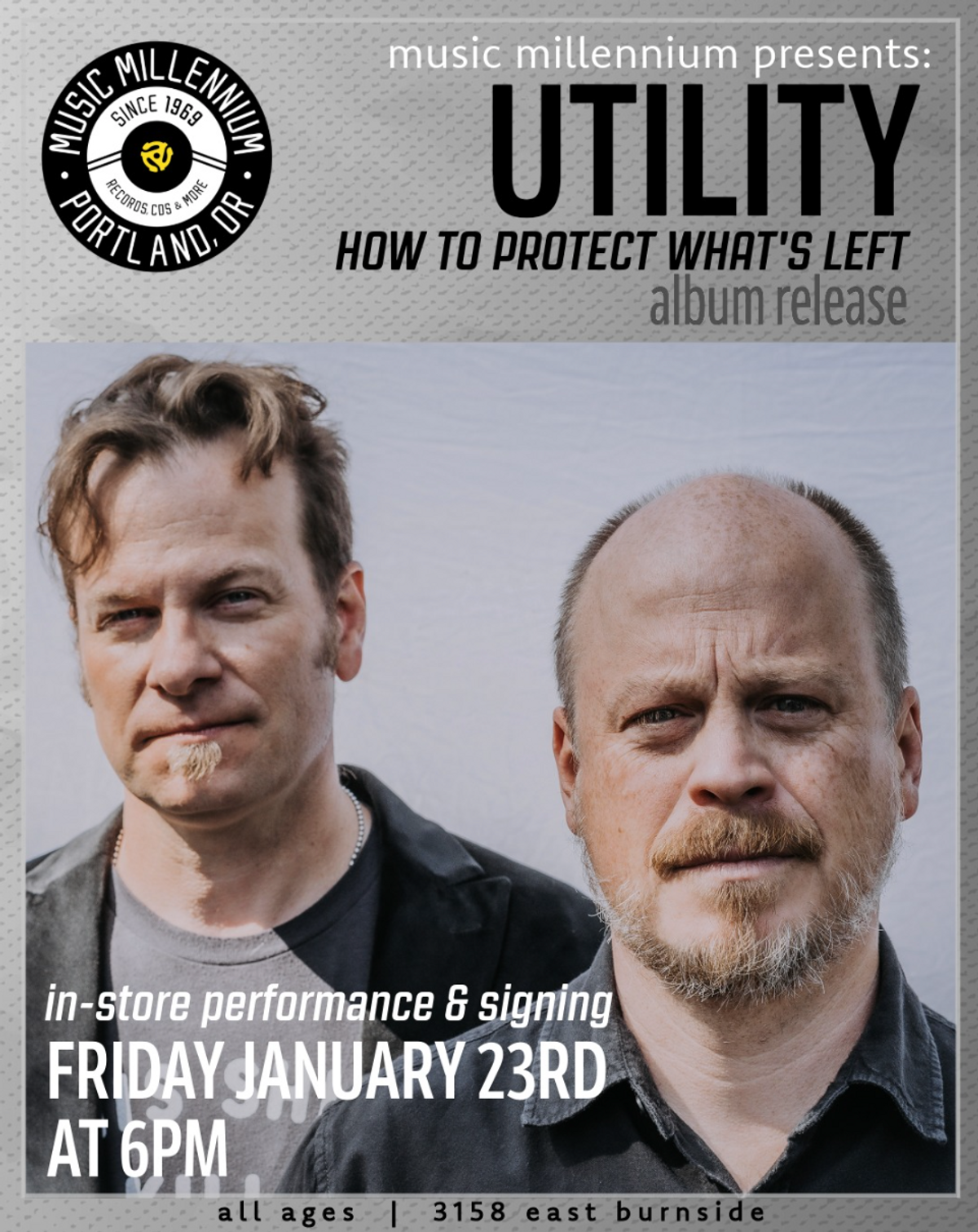 UTILITY: In-Store Performance & Signing at Music Millennium in Portland ...