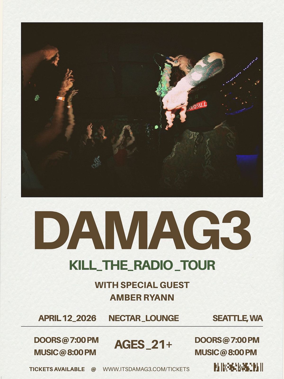 DAMAG3 w/ Amber Ryan at Nectar Lounge in Seattle, WA - Sunday, April 12 ...