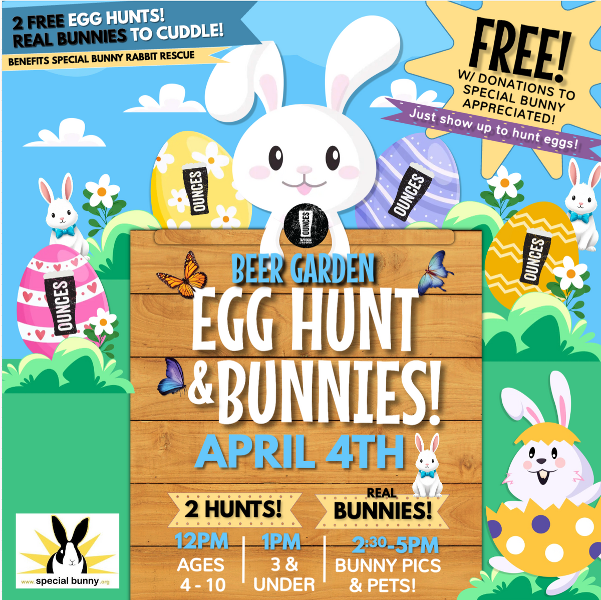 Beer Garden Easter Egg Hunt + Bunnies! at Ounces in Seattle, WA ...
