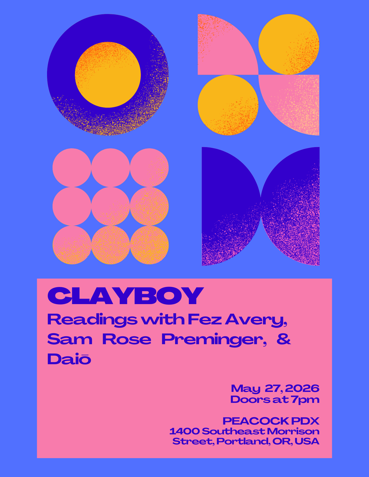 CLAYBOY: Readings with Fez Avery, Sam Rose Preminger, & Daiō at Peacock ...