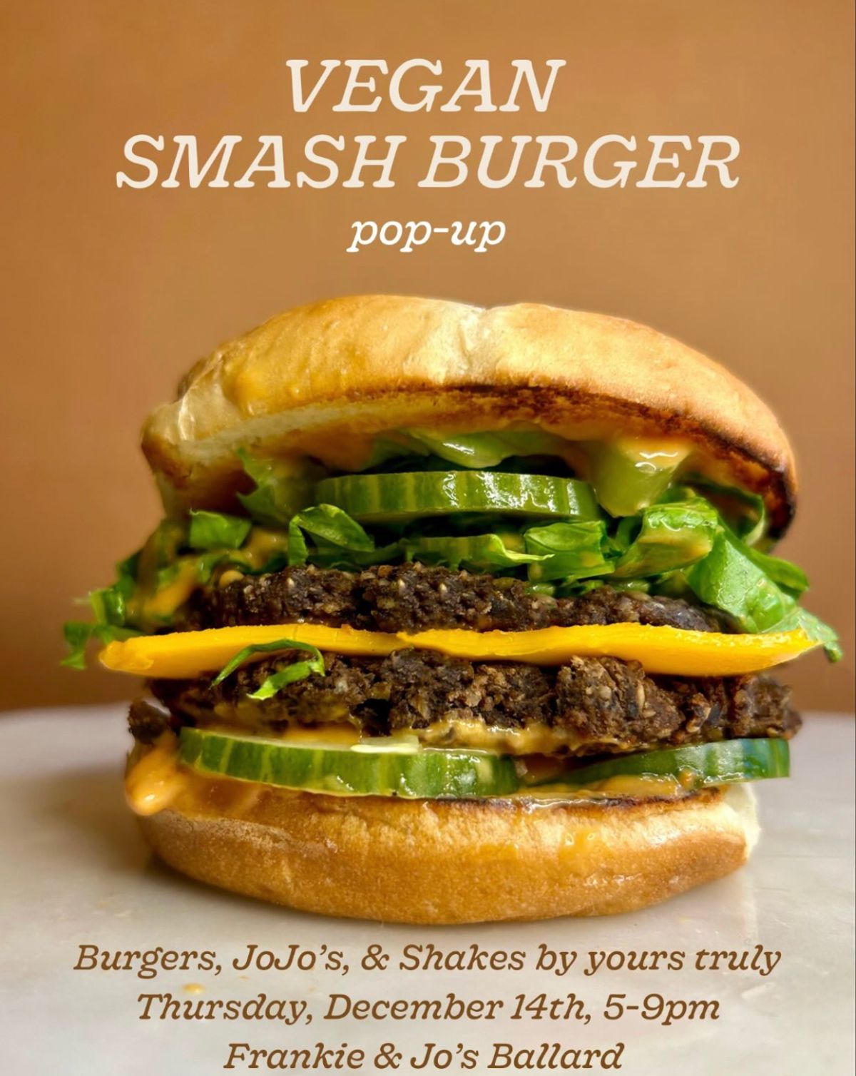 Vegan Smash Burger Pop Up at Frankie & Jo's in Seattle, WA - Thursday ...