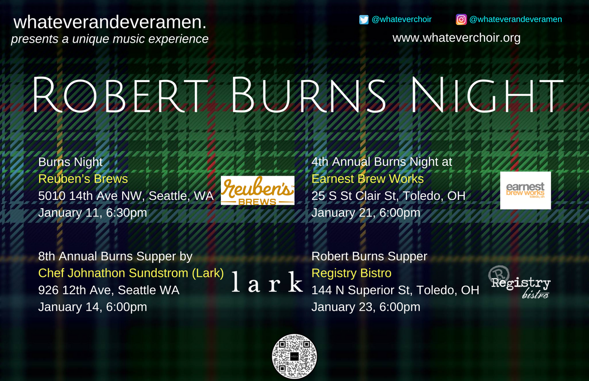 Robert Burns Night at Reuben's Brews in Seattle, WA - Thursday, January 11, 2024 - EverOut Seattle