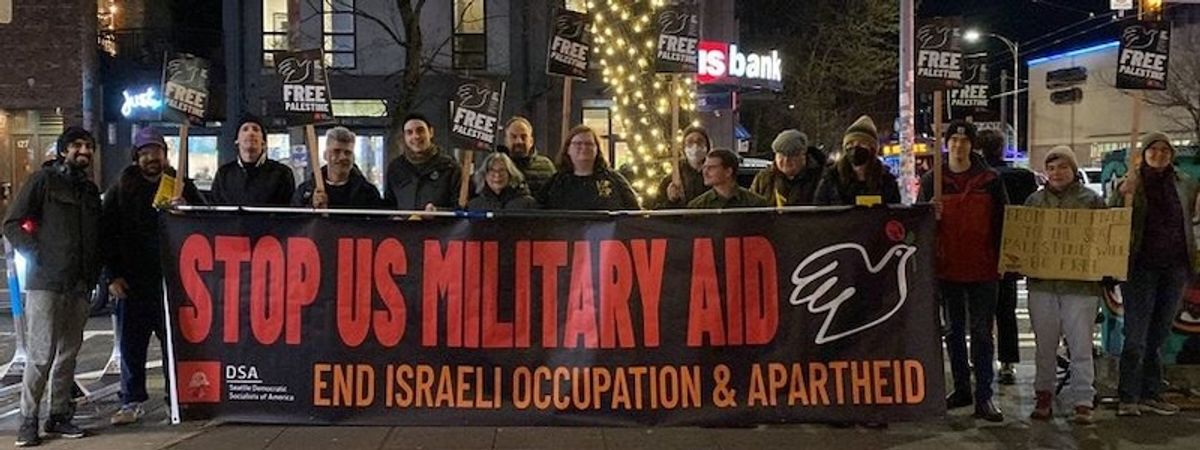 End the War on Gaza Banner Drop at Link Light Rail — Capitol Hill ...
