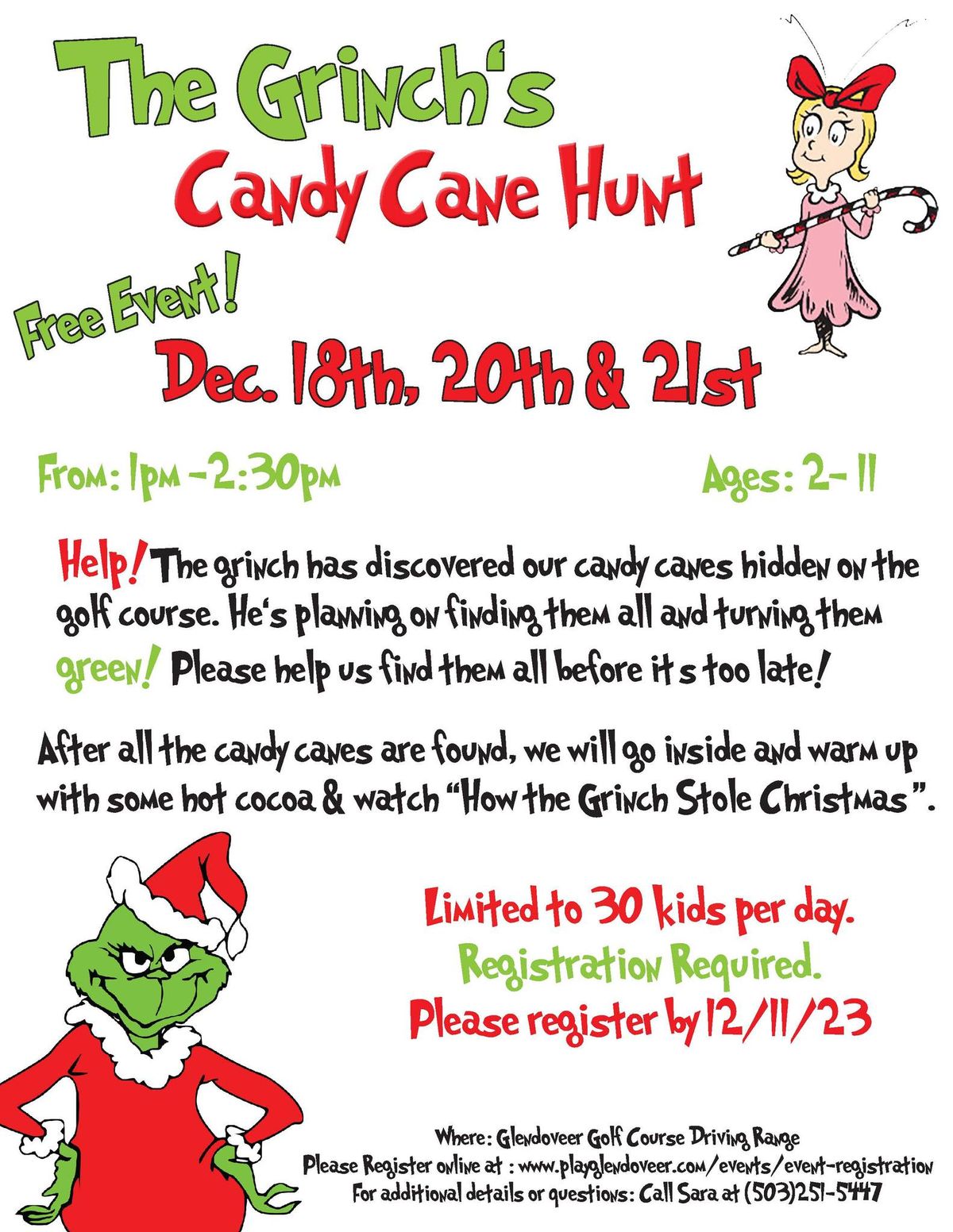 The Grinch's Candy Cane Hunt at Glendoveer Golf Course in Portland ...