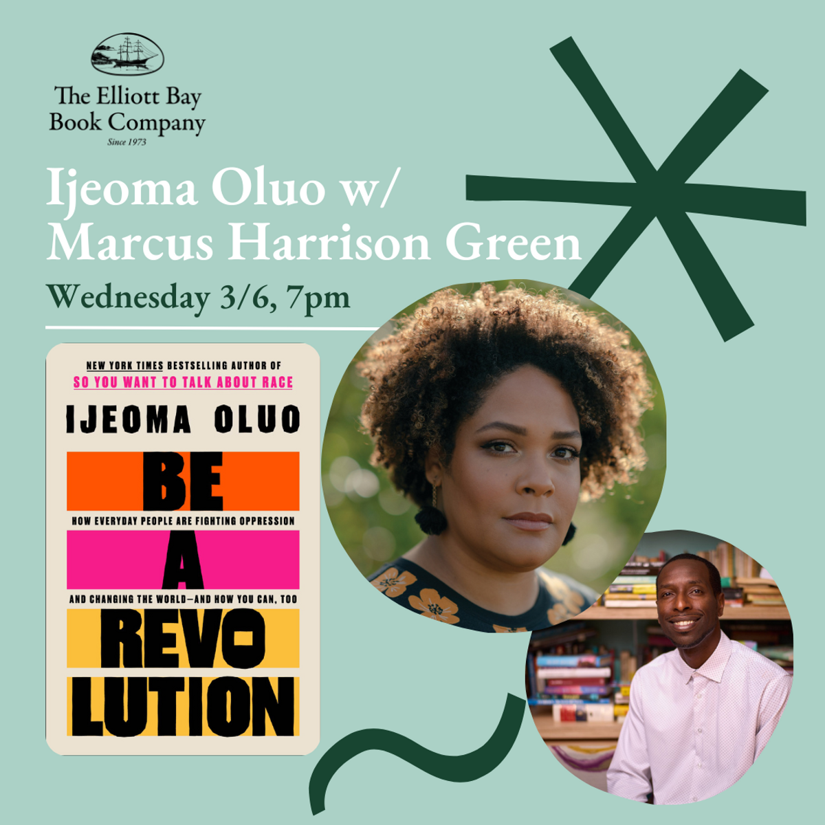 Ijeoma Oluo with Marcus Harrison Green at Elliott Bay Book Company in ...