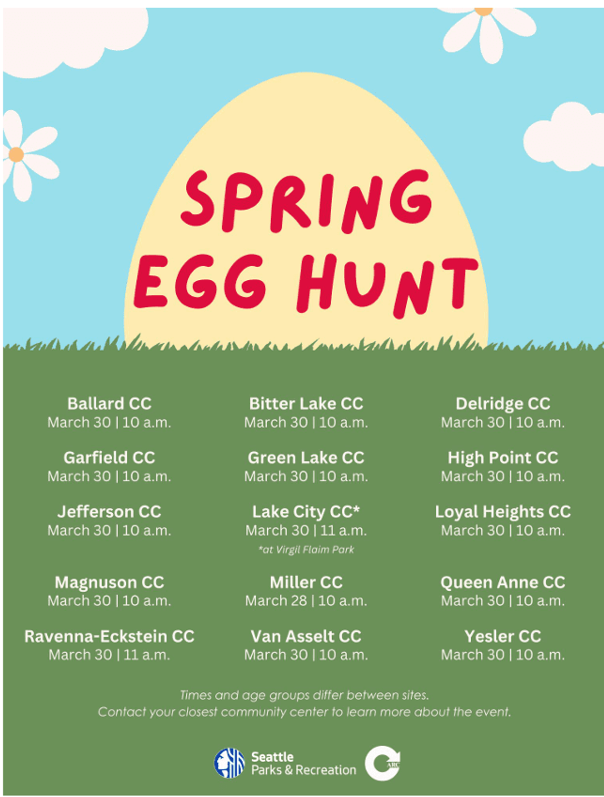 2024 Spring Egg Hunts with Seattle Parks and Recreation - Saturday ...