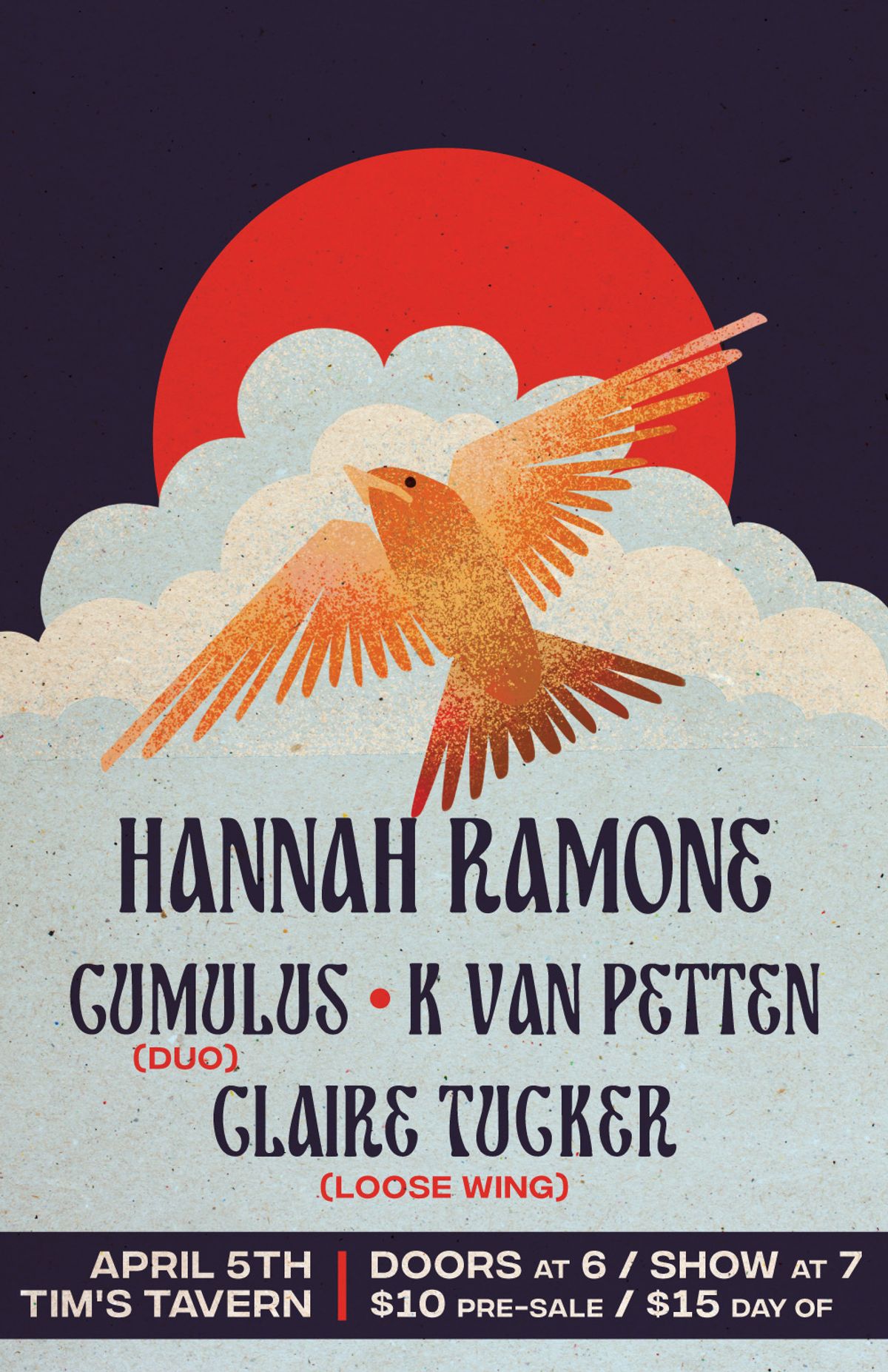 Hannah Ramone, Cumulus, K Van Petten, and Claire Tucker (of Loose Wing) at Tim's Tavern in ...