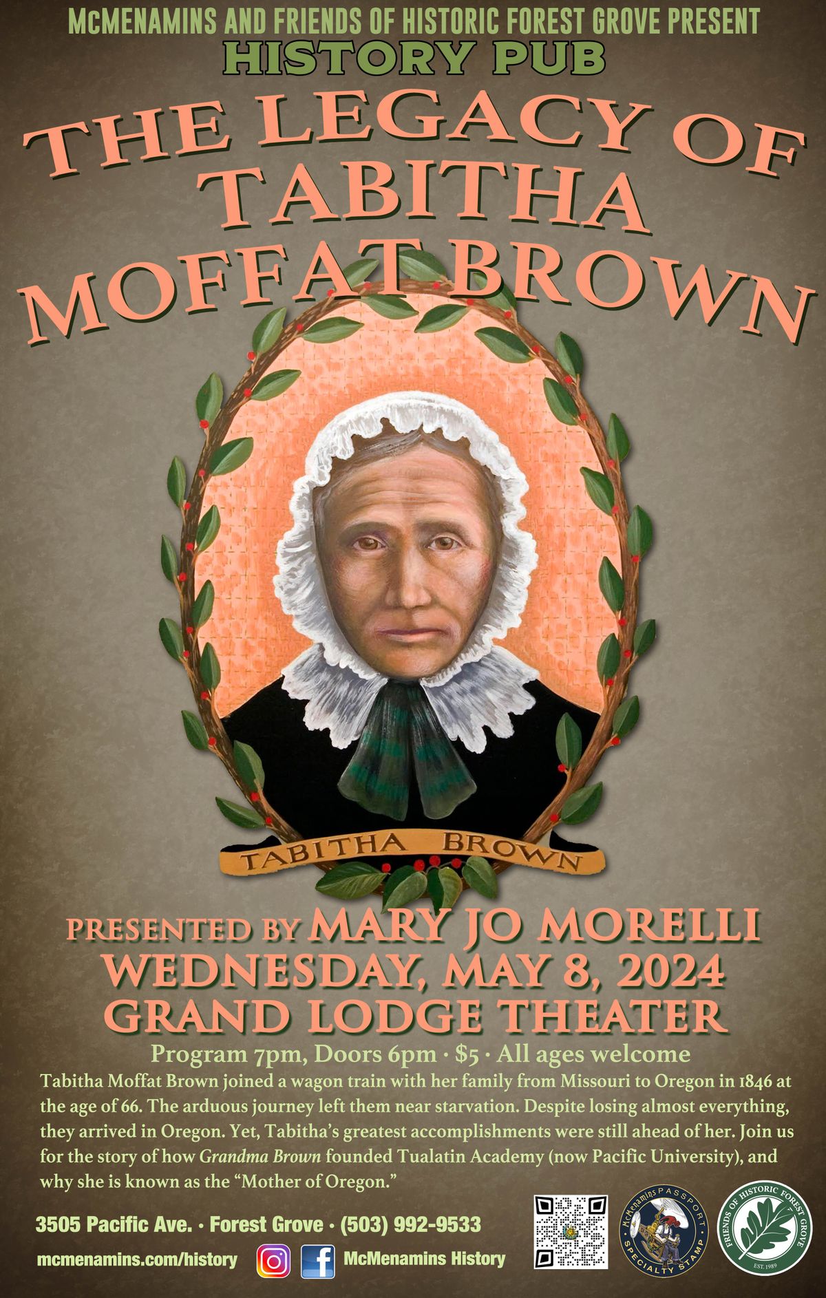 History Pub - The Legacy of Tabitha Moffat Brown at McMenamins Grand ...