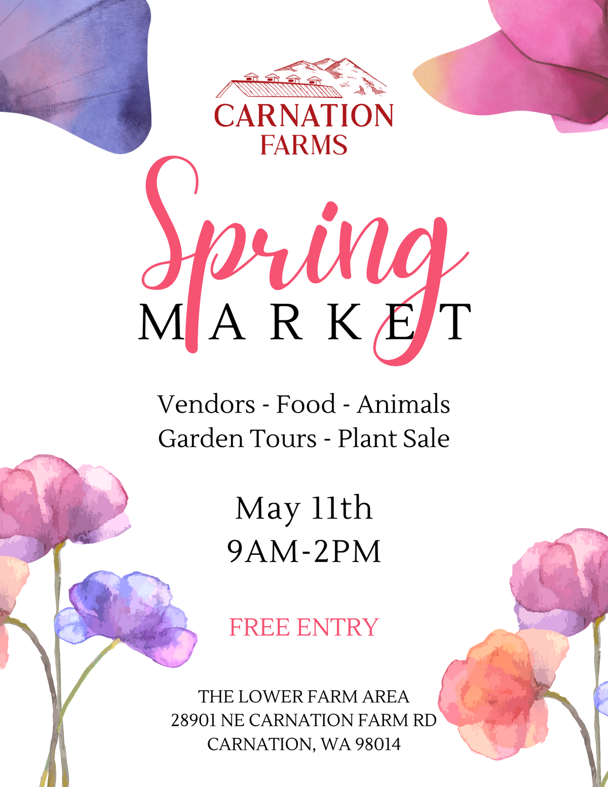 Spring Market at Carnation Farms in Carnation, WA - Saturday, May 11 ...
