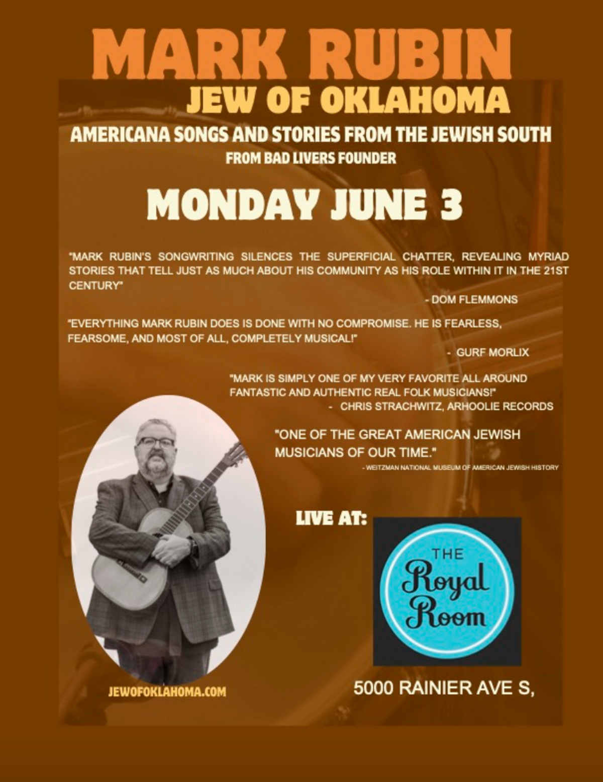Mark Rubin: Jew of Oklahoma at The Royal Room in Seattle, WA - Monday ...