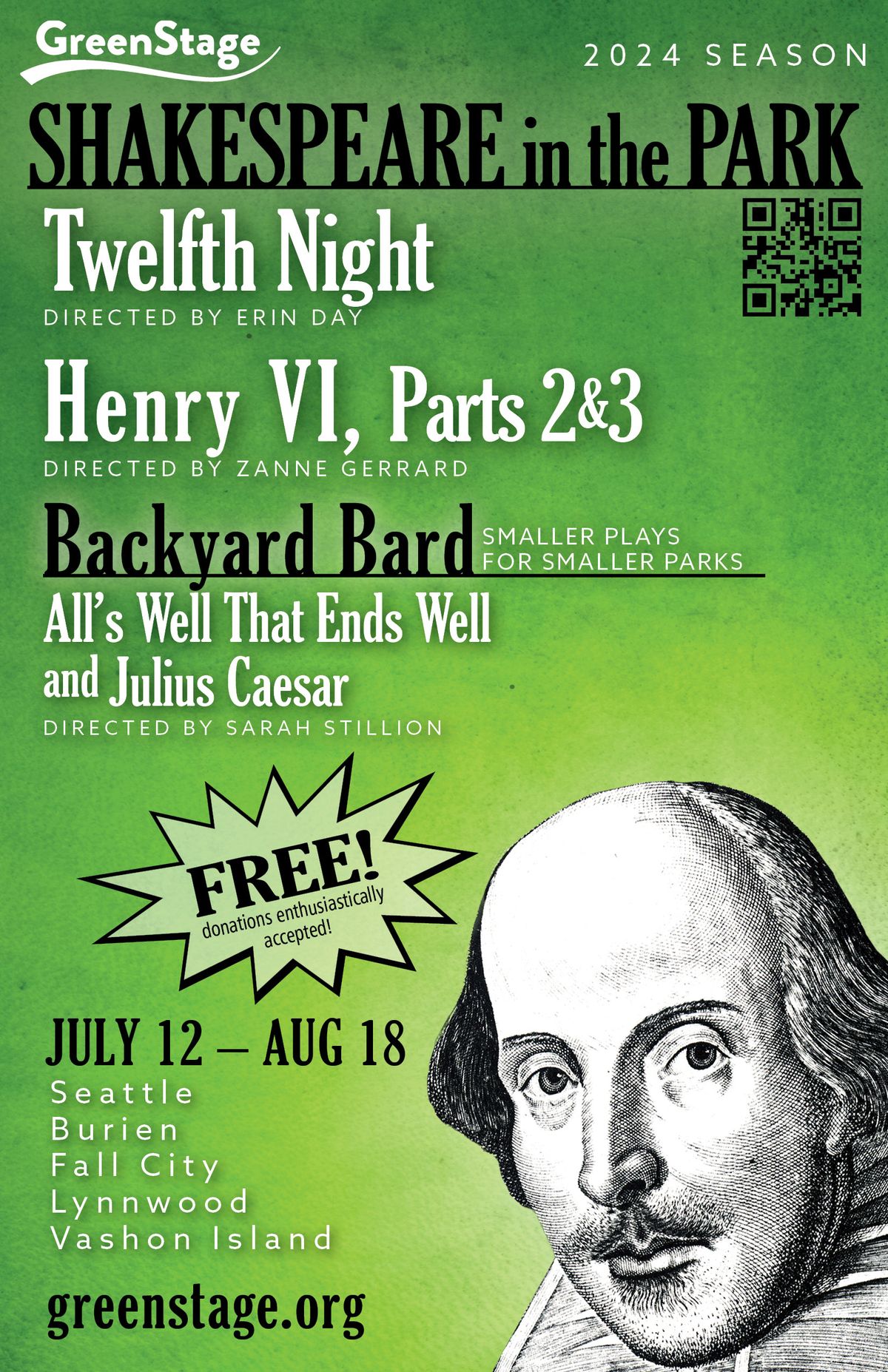 GreenStage Presents FREE Shakespeare in the Park - Every Thursday–Sunday, through August 17 ...
