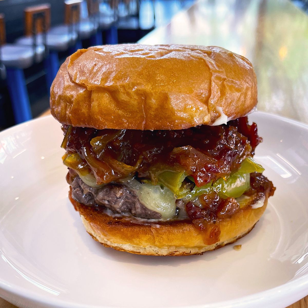 Hatch Chile Smash Burger at Duke's Public House in Lake Oswego, OR ...