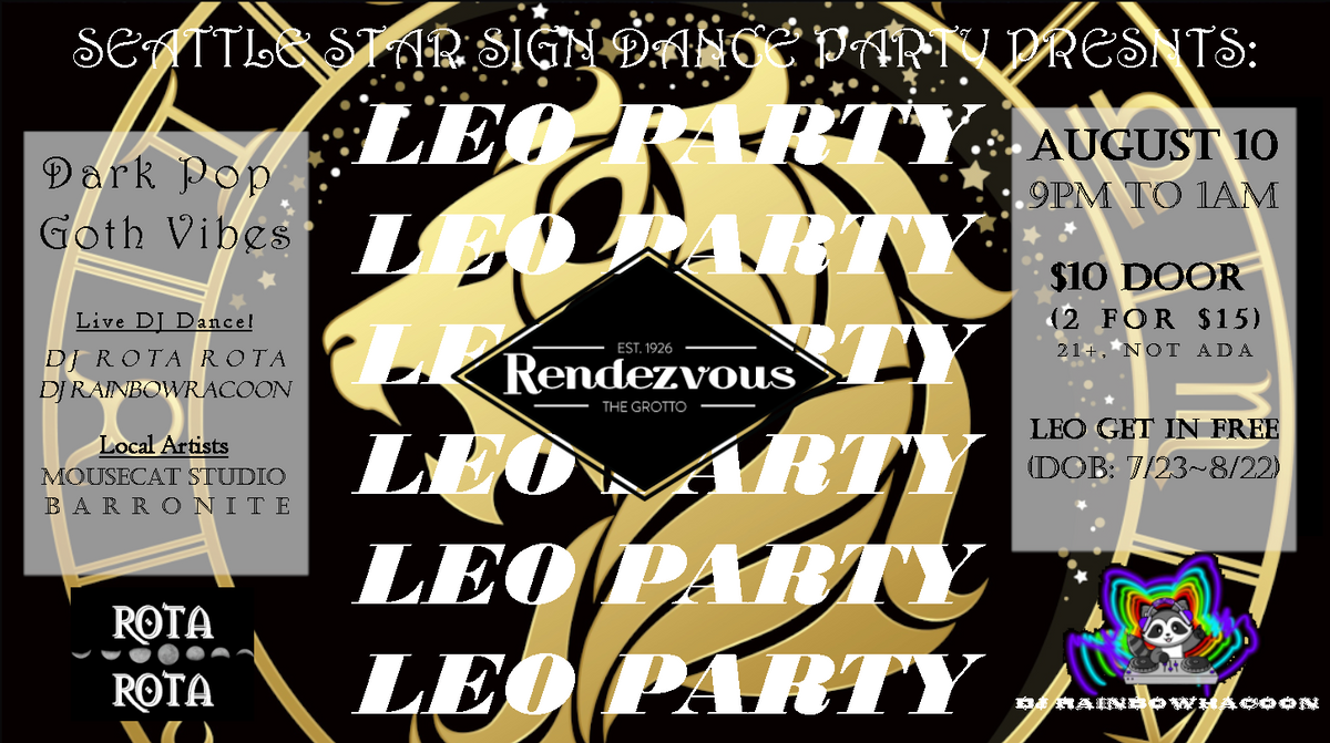 Leo Party: Seattle Star Sign Dance Party at Rendezvous in Seattle, WA ...