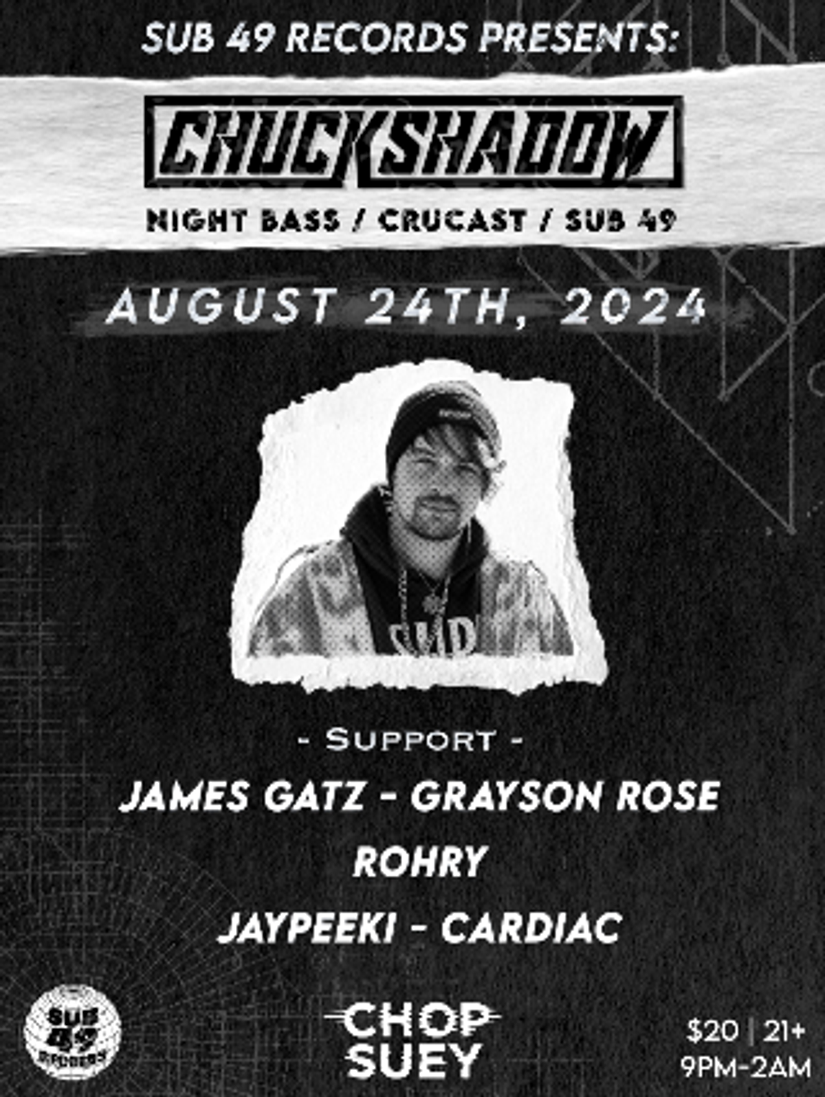 Chuck Shadow at Chop Suey in Seattle, WA - Saturday, August 24, 2024 ...