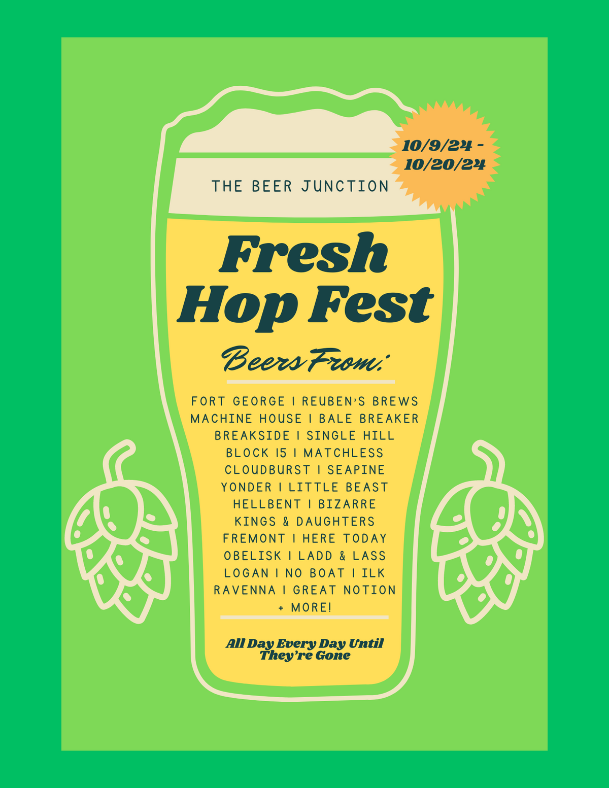 Fresh Hop Fest at The Beer Junction in Seattle, WA - Every day, through ...
