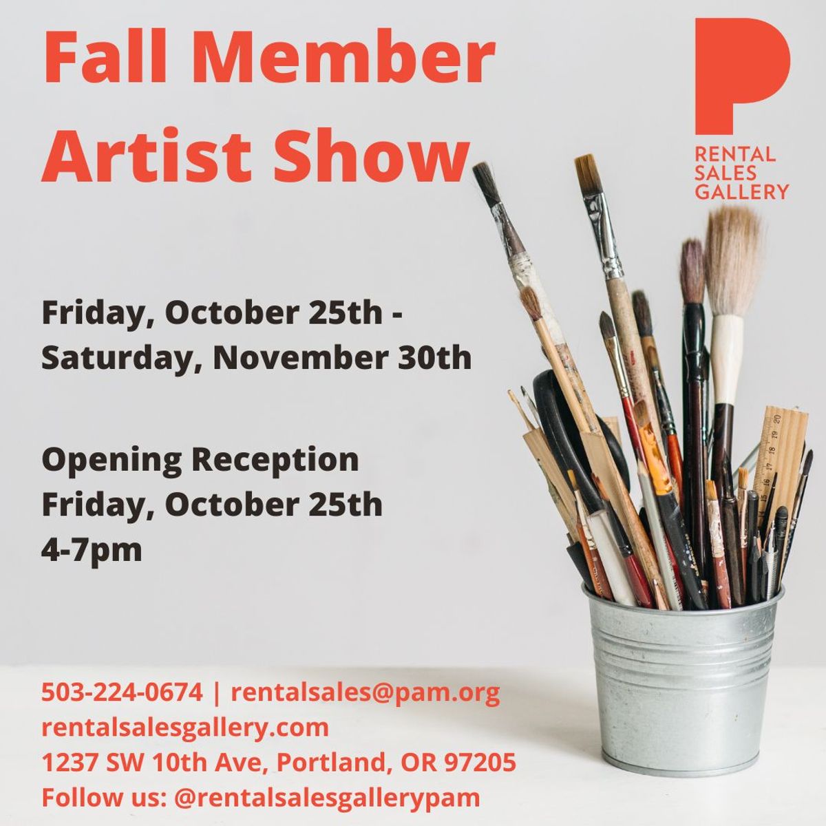 Fall Member Artist Show Opening Reception at PAM Rental Sales Gallery ...